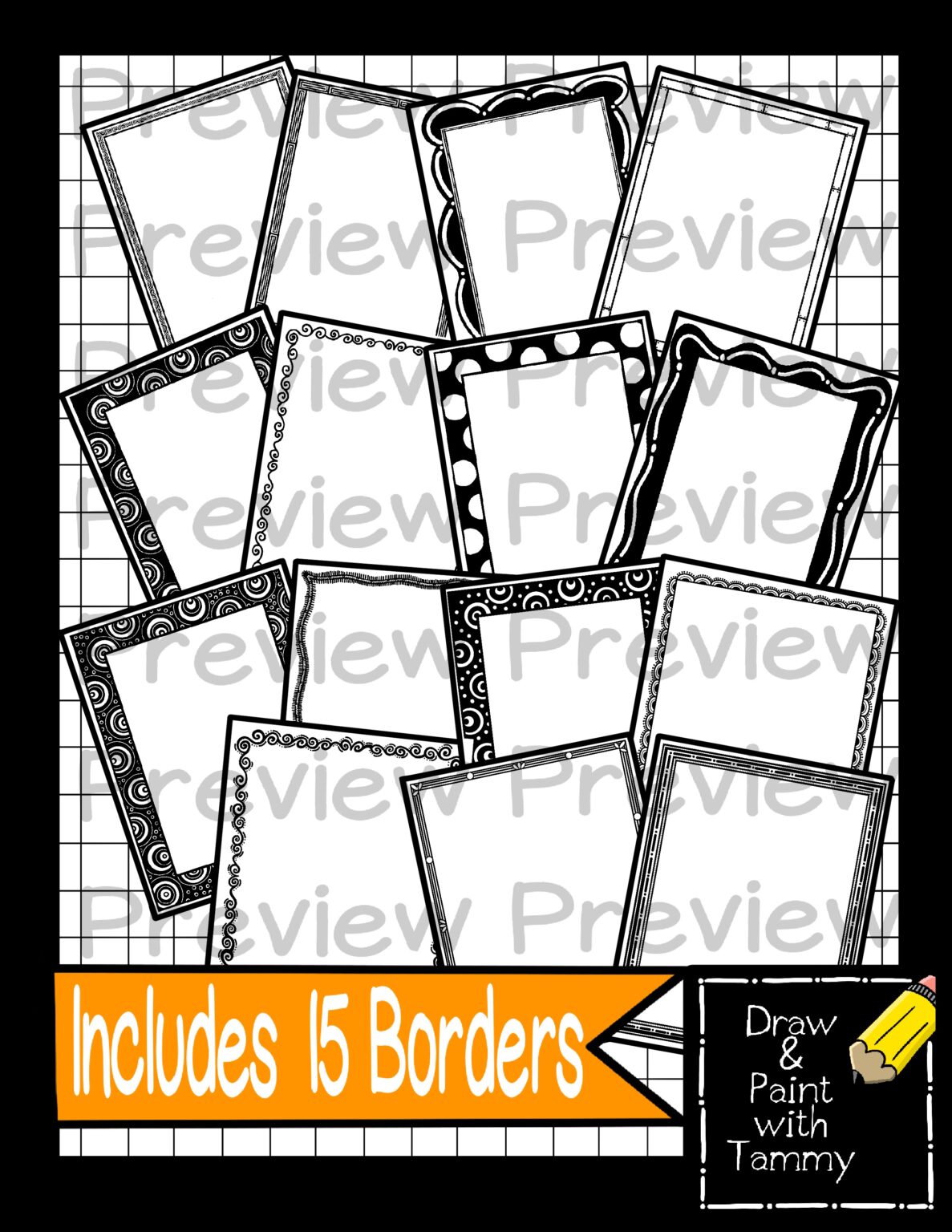 15 Black and White Line Art Borders | Made By Teachers
