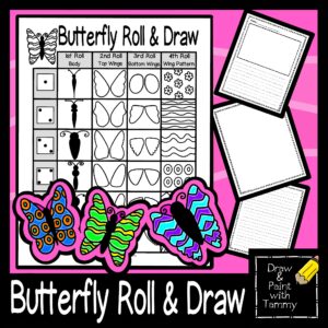 Butterfly Roll & Draw Printable Spring and Easter Art Activity Game ...