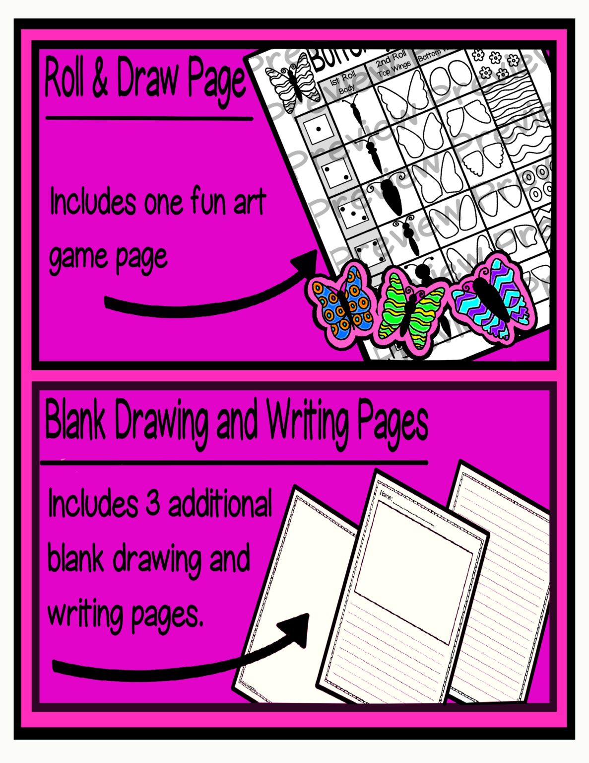Butterfly Roll & Draw Printable Spring and Easter Art Activity Game ...