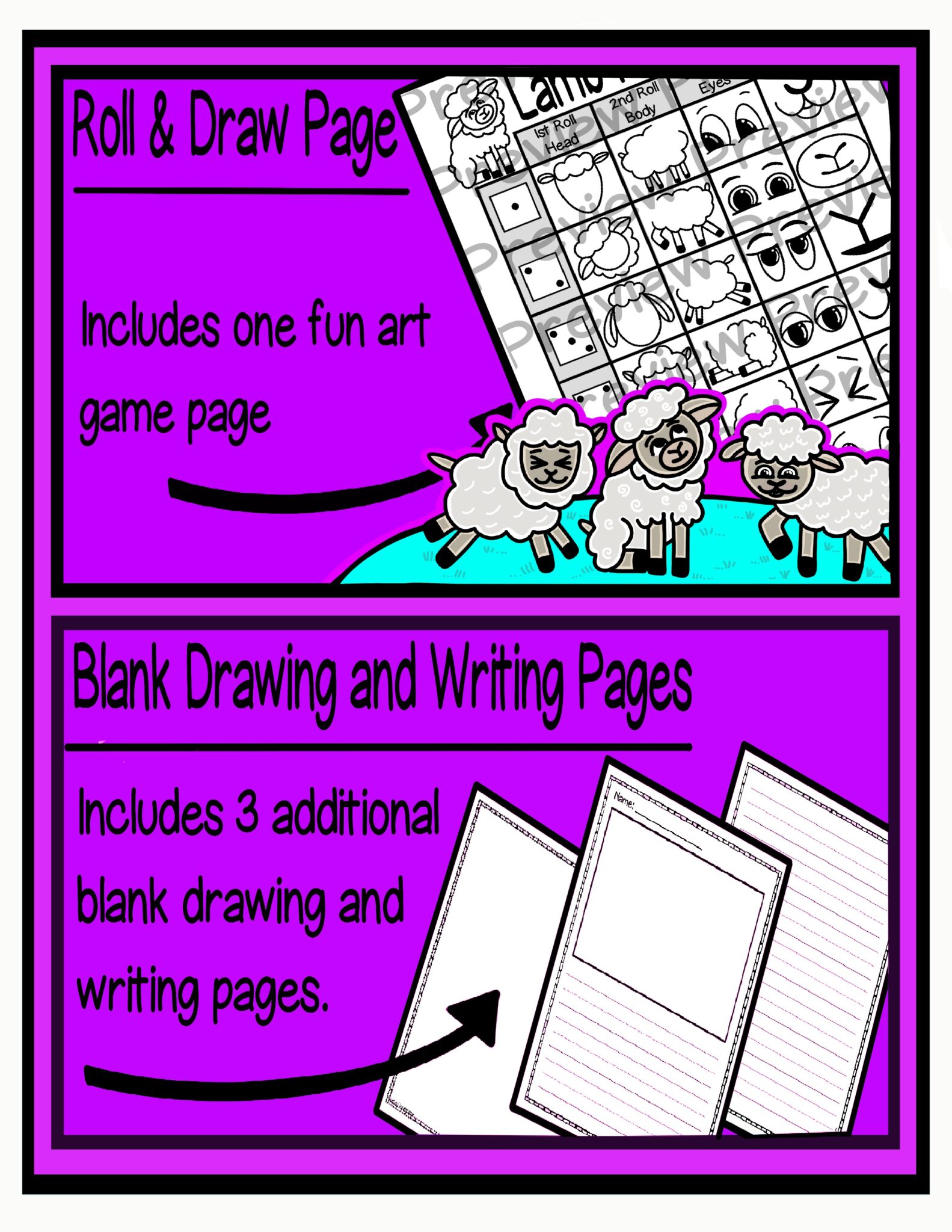 Lamb Roll and Draw Spring and Easter Printable Art Game Activity | Made ...