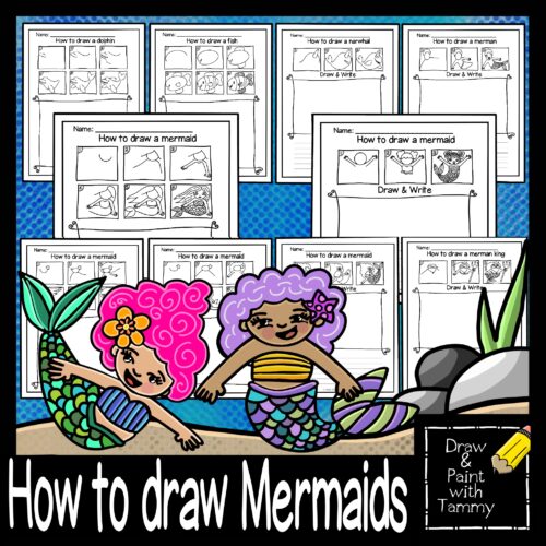 How to draw mermaids with how to draw and write printable pages - Made ...