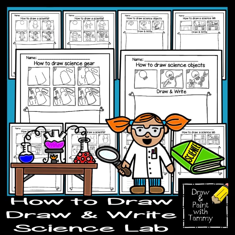 How to draw a science lab with draw and write printable pages | Made By ...