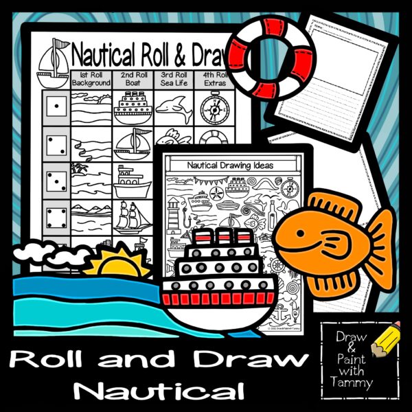 Nautical Sea Life Roll and Draw Printable Art Game | Made By Teachers