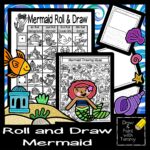 Mermaid Aquatic Themed Roll and Draw Printable Art Game - Made By Teachers