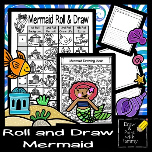 Mermaid Aquatic Themed Roll and Draw Printable Art Game | Made By Teachers