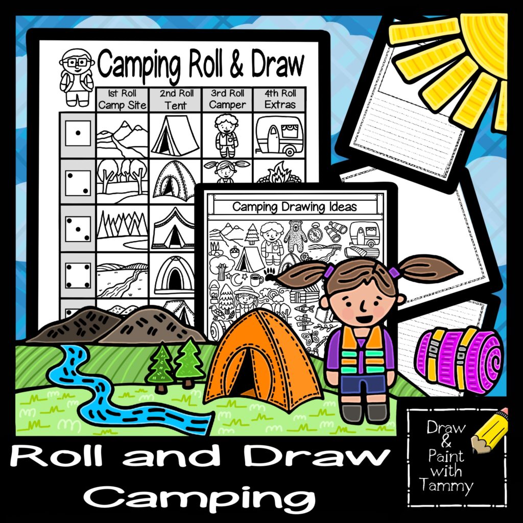Camping Roll and Draw Printable Summer Art Drawing Game - Made By Teachers