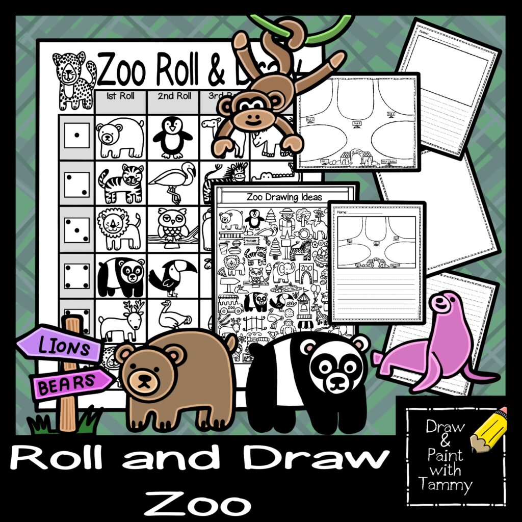 Zoo Roll and Draw Printable Art Drawing Game - Made By Teachers