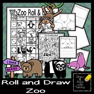 Zoo Roll and Draw Printable Art Drawing Game - Made By Teachers