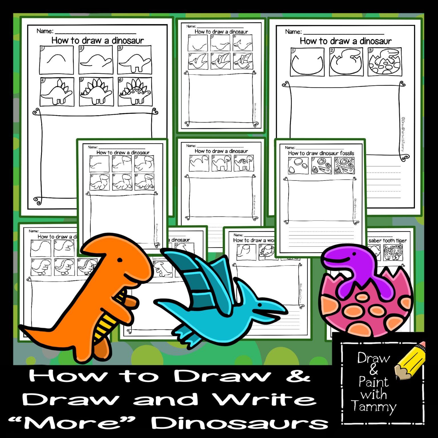 How to Draw 10 More Dinosaurs with Draw and Write Printable Writing ...