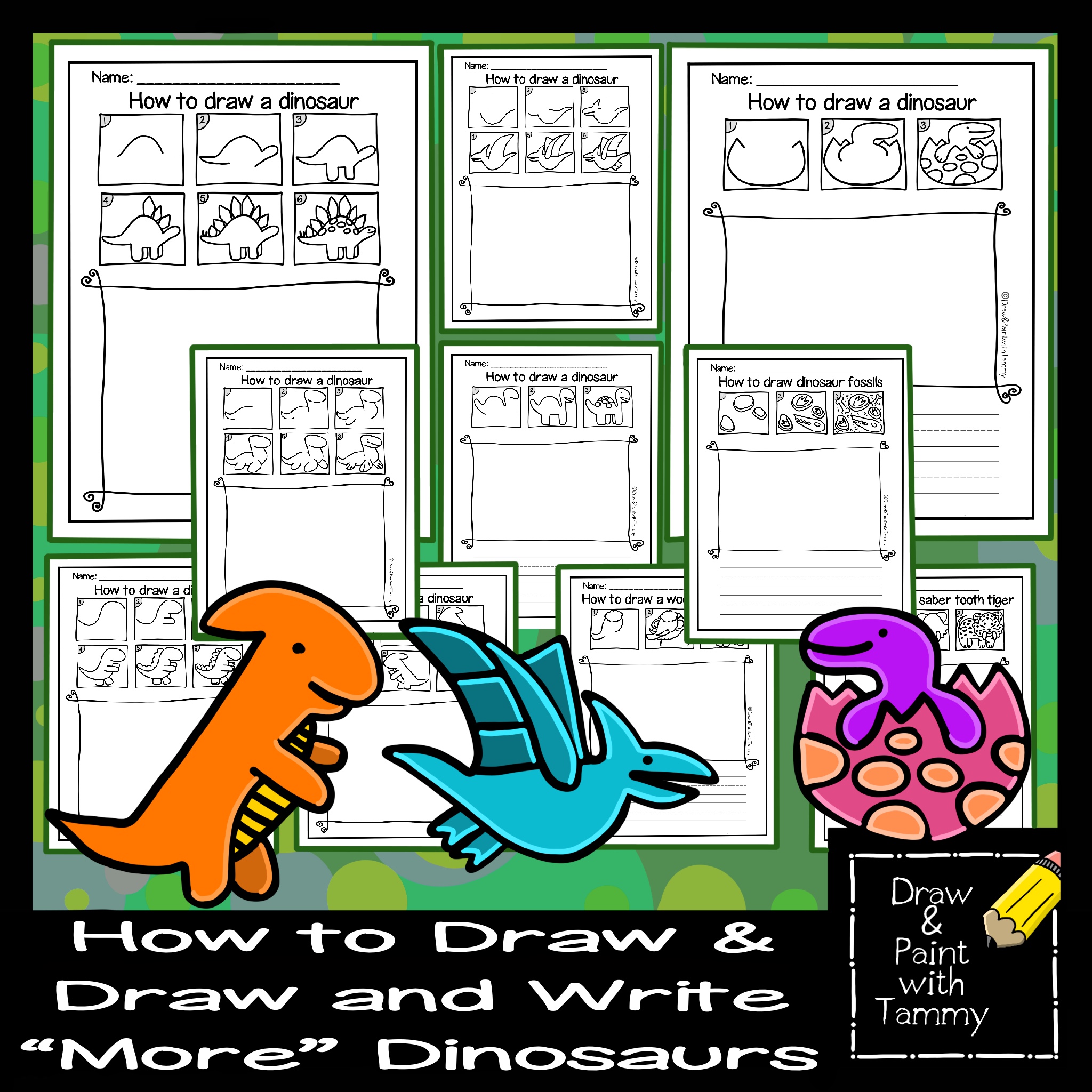 How to Draw 10 More Dinosaurs with Draw and Write Printable Writing ...