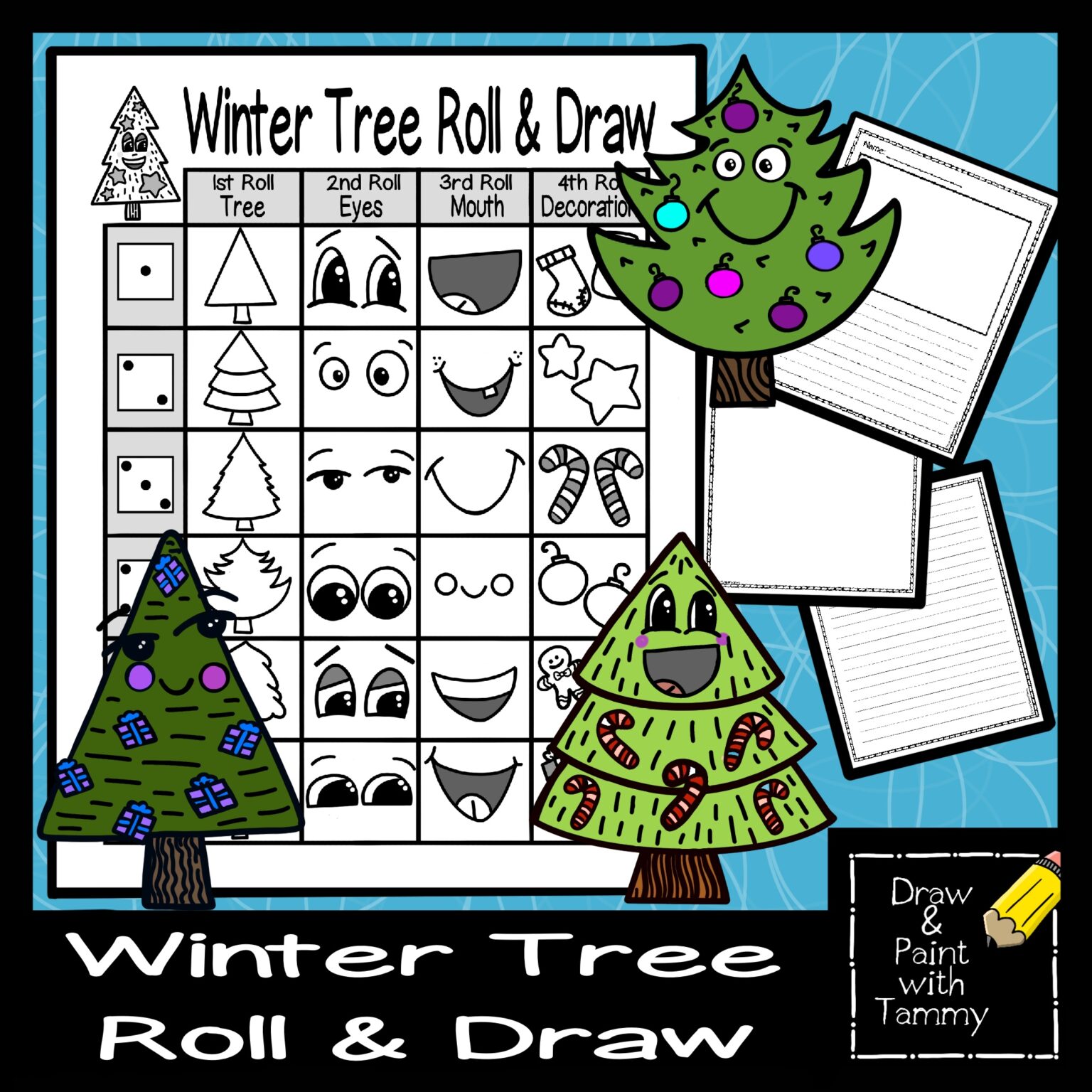 Winter Tree Roll and Draw Printable Art Activity | Made By Teachers