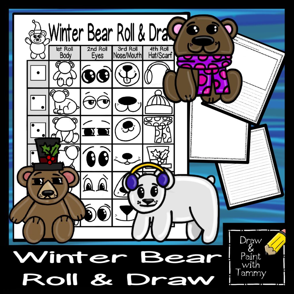 Winter Bear Roll and Draw Printable Art Activity | Made By Teachers