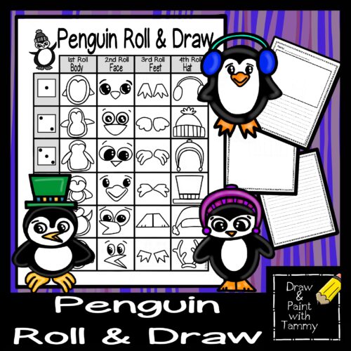 Penguin Roll and Draw Printable Winter Art Activity | Made By Teachers