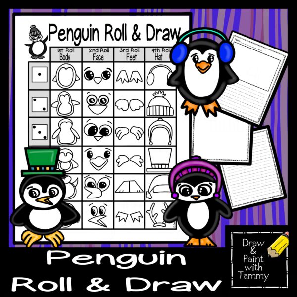 Penguin Roll and Draw Printable Winter Art Activity | Made By Teachers