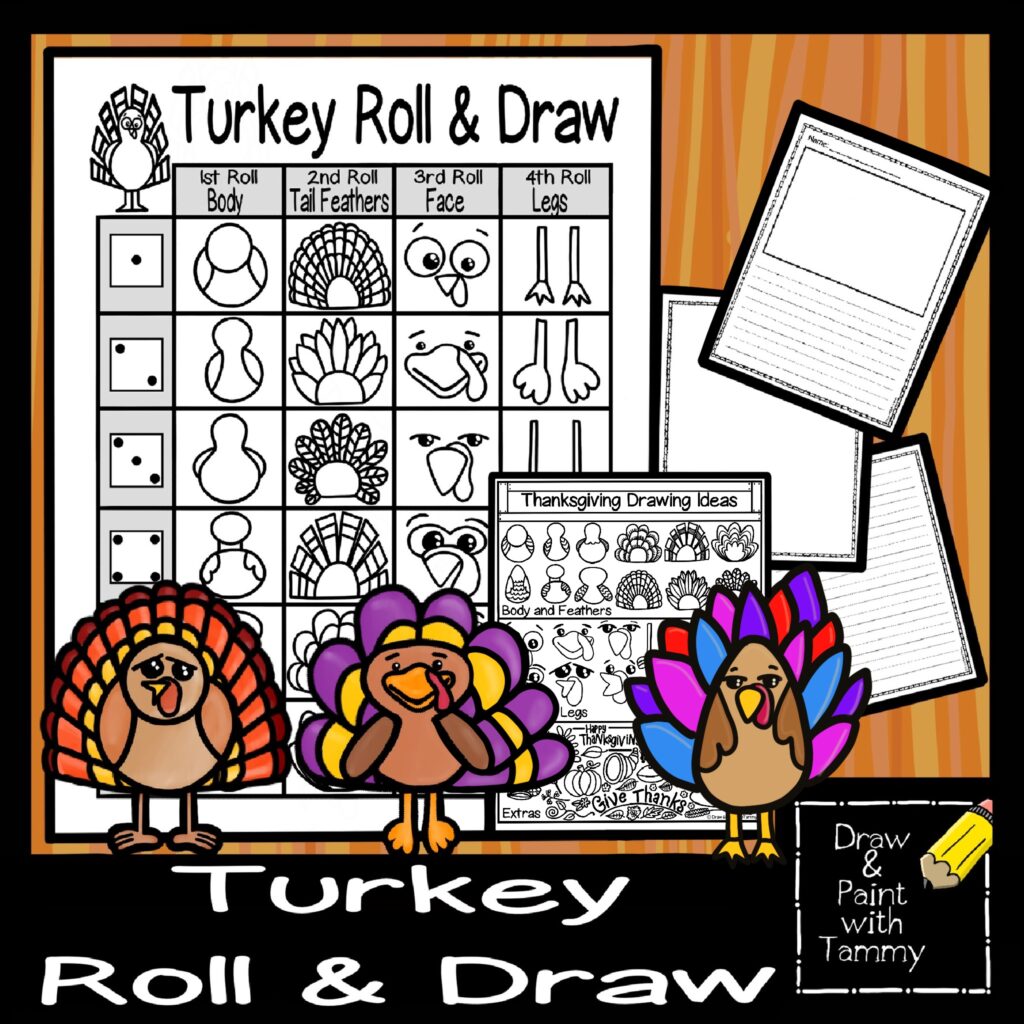 Turkey Roll and Draw Printable Thanksgiving Art Activity - Made By Teachers