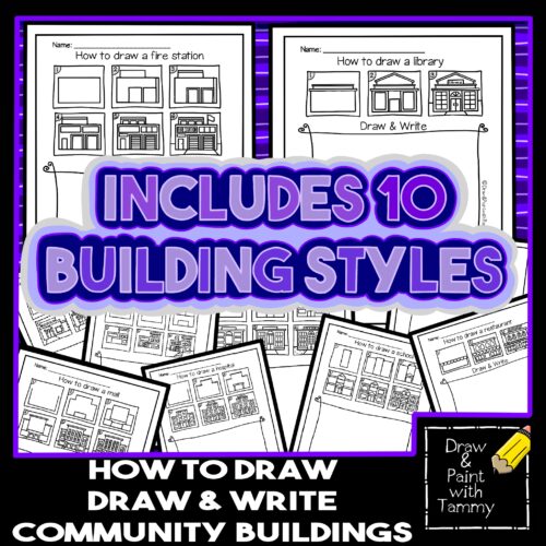 How to draw community buildings with draw and write printable pages ...