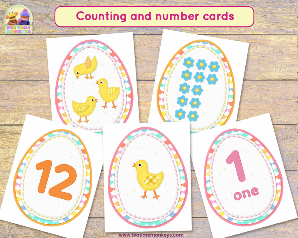 NUMBER MATCHING Easter Egg Cards: Colors, Counting and Sorting by Size ...