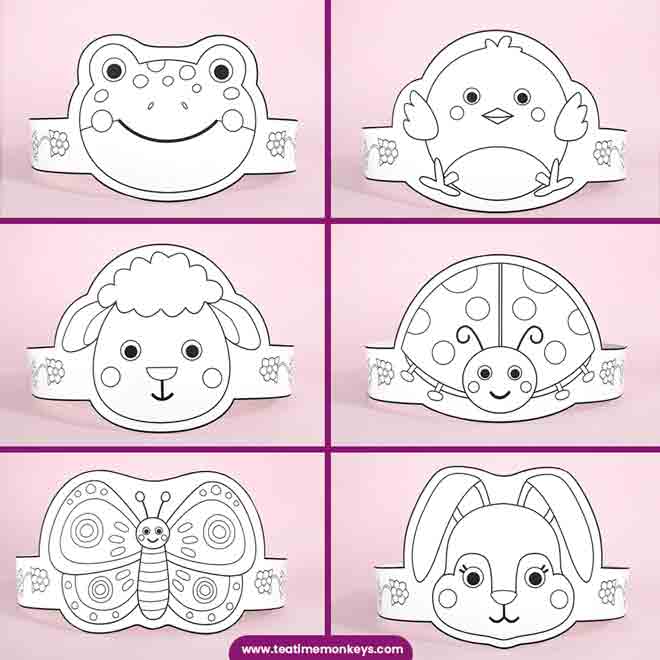 SPRING ANIMALS HEADBANDS For Coloring - Spring Craft - Made By Teachers