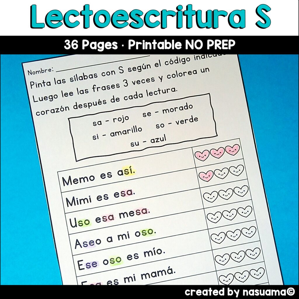Cartilla fonética - Lectoescritura - Letra S - Made By Teachers