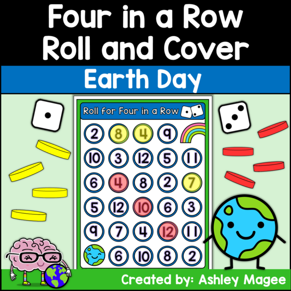 Earth Day Four in a Row Addition Game Math Center Roll and Add - Made ...