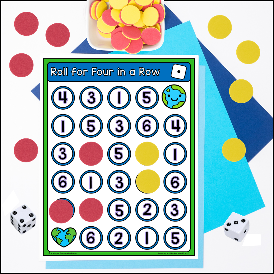 Earth Day Four in a Row Addition Game Math Center Roll and Add - Made ...