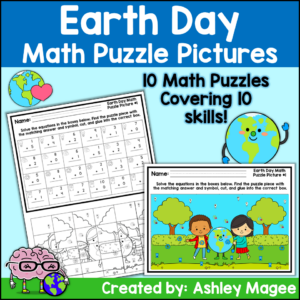Earth Day Math Puzzle Pictures with Writing Activity: Addition ...