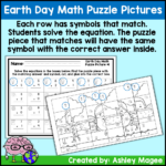 Earth Day Math Puzzle Pictures with Writing Activity: Addition ...