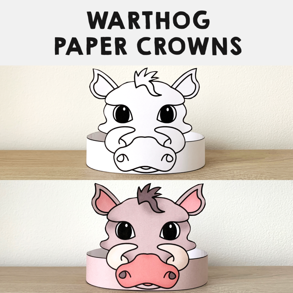 Warthog Paper Crowns Printable Africa Animal Coloring Craft | Made By Teachers