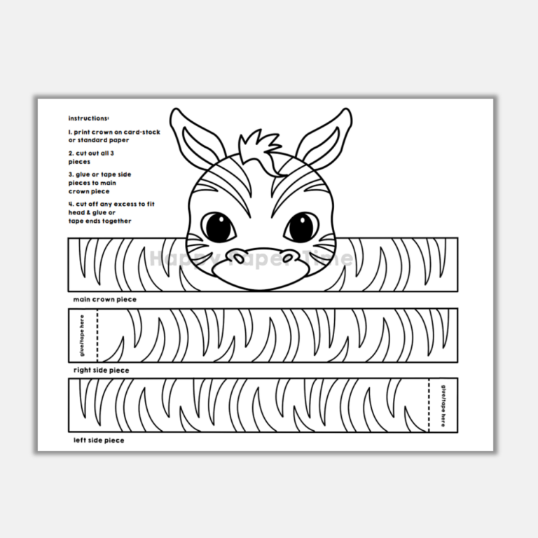 Zebra Paper Crown Printable Africa Animal Coloring Craft | Made By Teachers