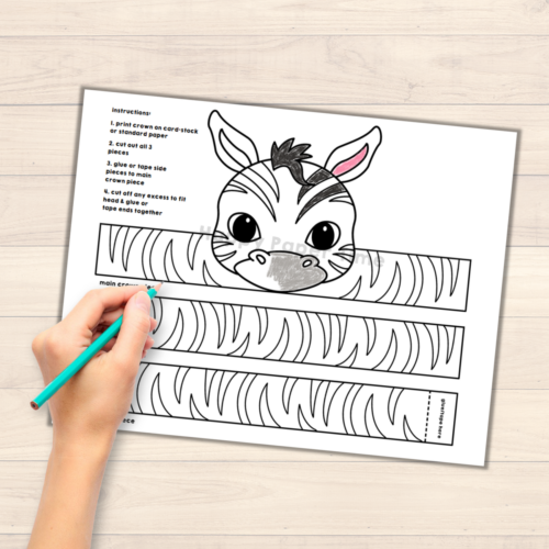 Zebra Paper Crown Printable Africa Animal Coloring Craft | Made By Teachers