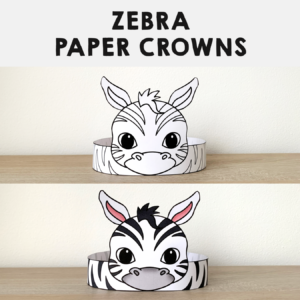 Zebra Paper Crowns Printable Africa Animal Coloring Craft - Made By ...