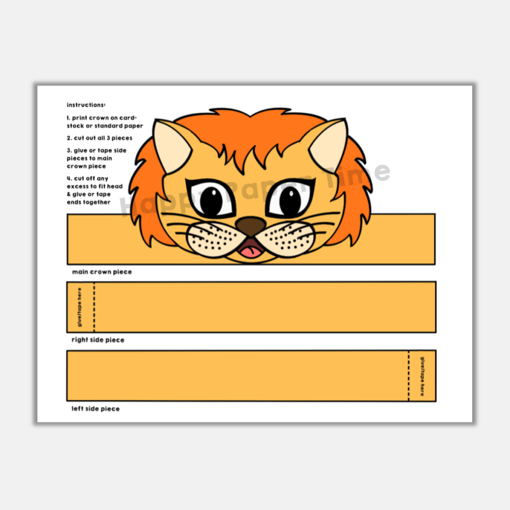 Lion Paper Crown Printable Africa Animal Costume Craft | Made By Teachers