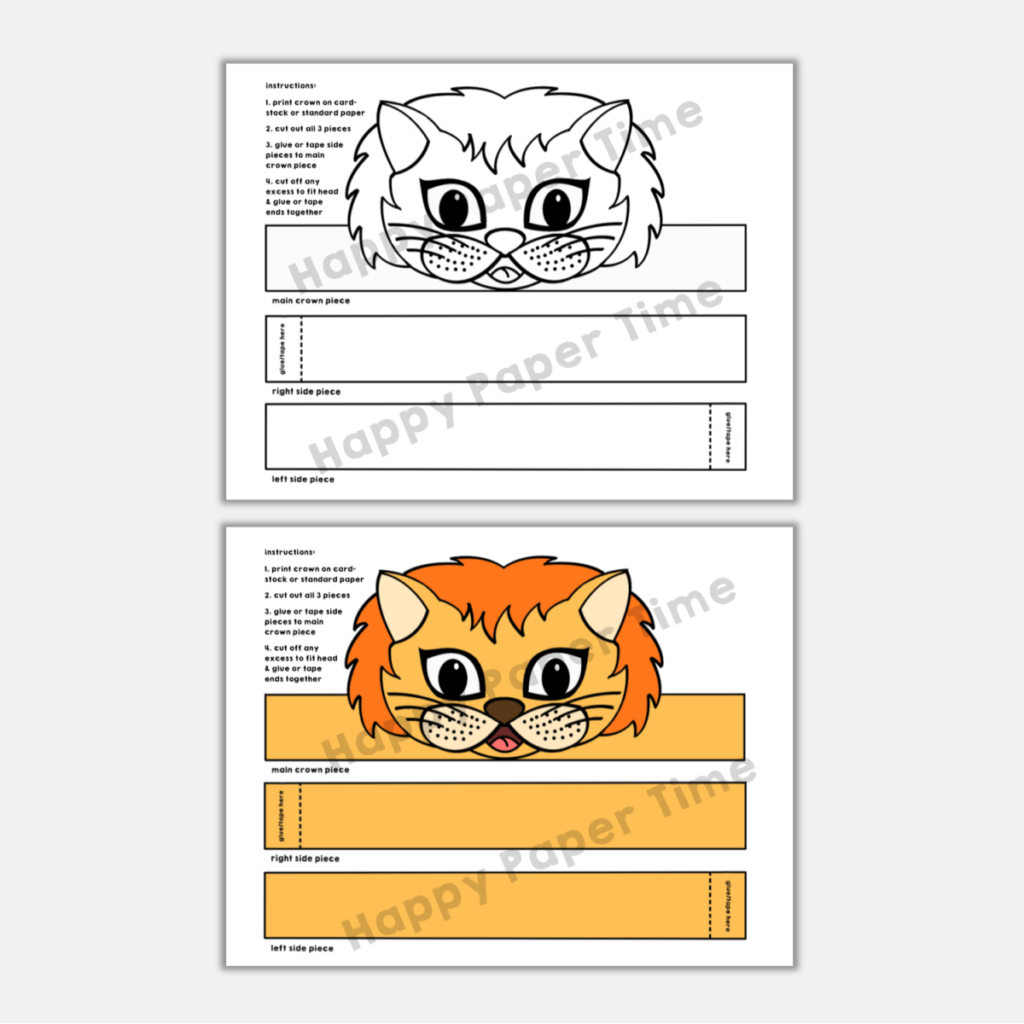 Lion Paper Crowns Printable Africa Animal Coloring Craft | Made By Teachers