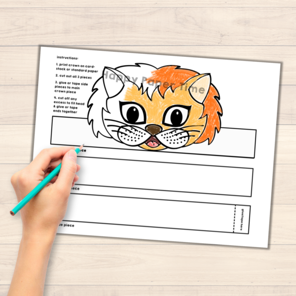 Lion Paper Crowns Printable Africa Animal Coloring Craft | Made By Teachers