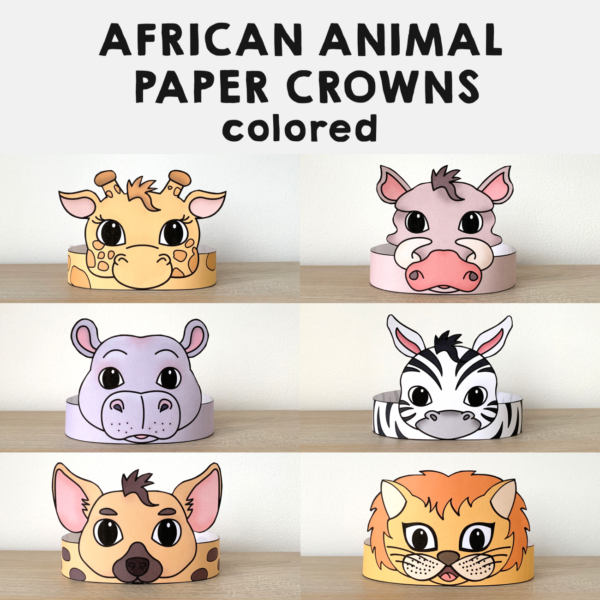 African Animals Paper Crowns Printable Costume Craft Activity | Made By ...
