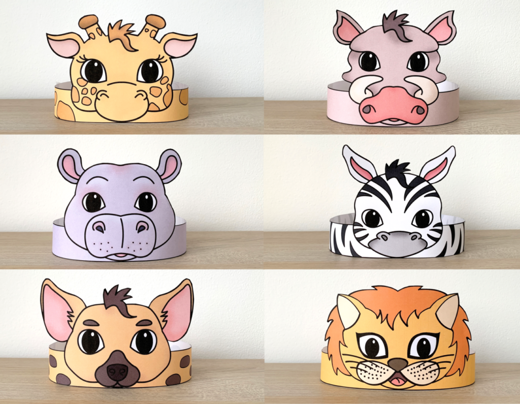 African Animals Paper Crowns Printable Costume Craft Activity | Made By ...