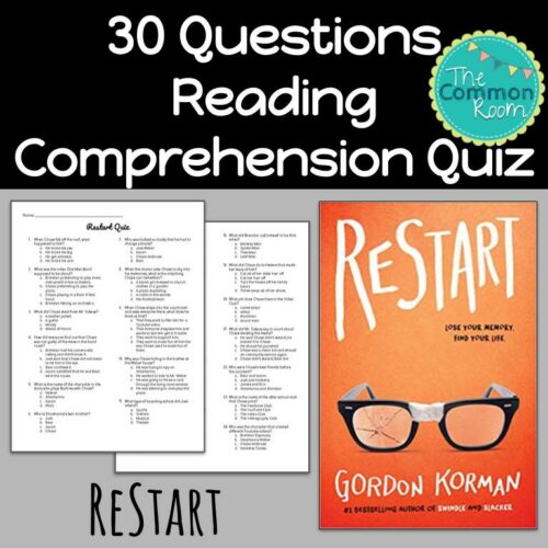 Restart (Korman)-Comprehension Test or Quiz - Made By Teachers