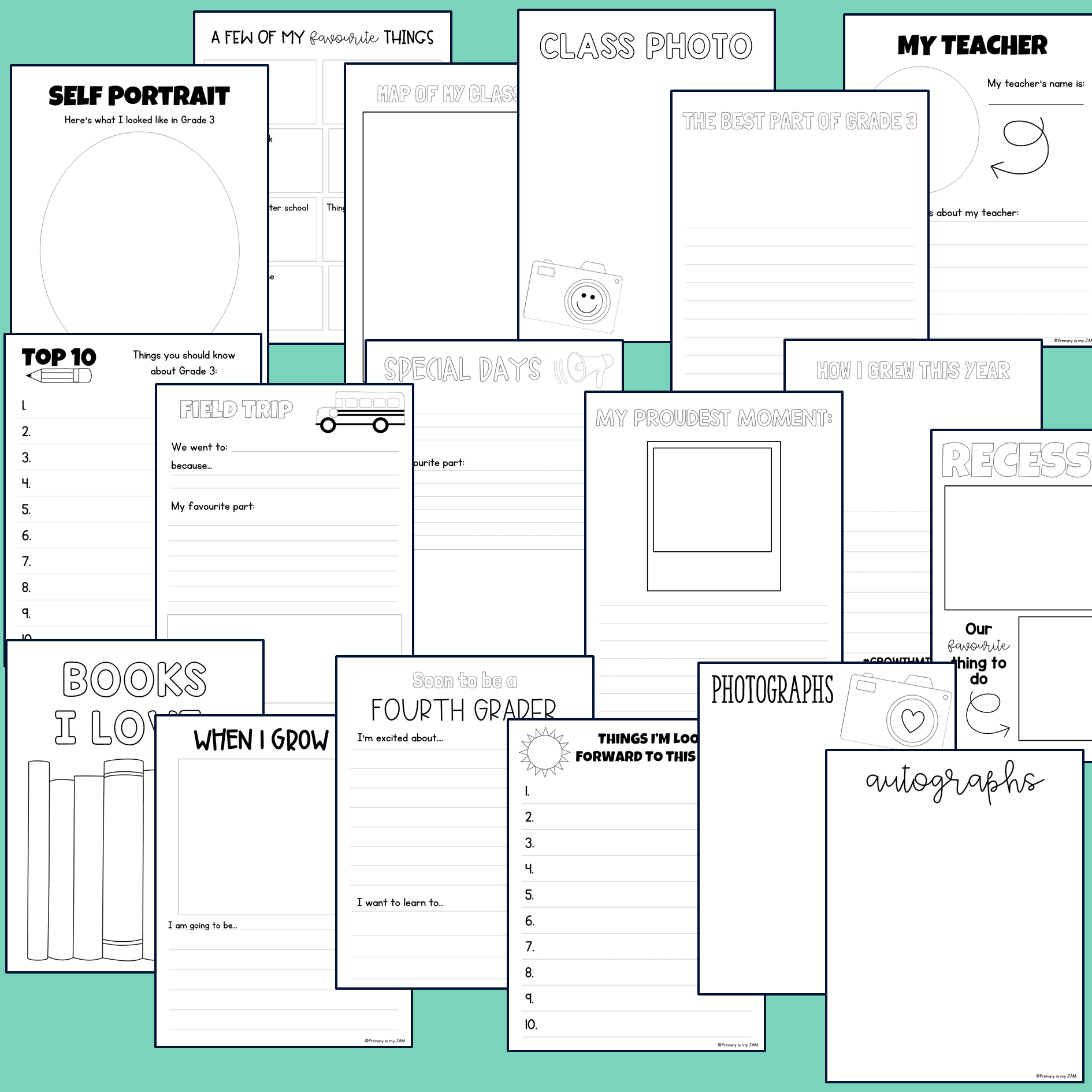 End of Year Memory Book for Grade 3 with Canadian Spelling | Made By ...