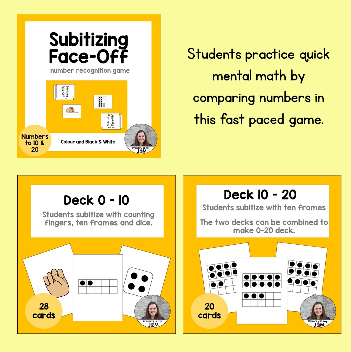 Subitizing Bundle - Numbers to 10 and Numbers to 20 Games and Centers ...