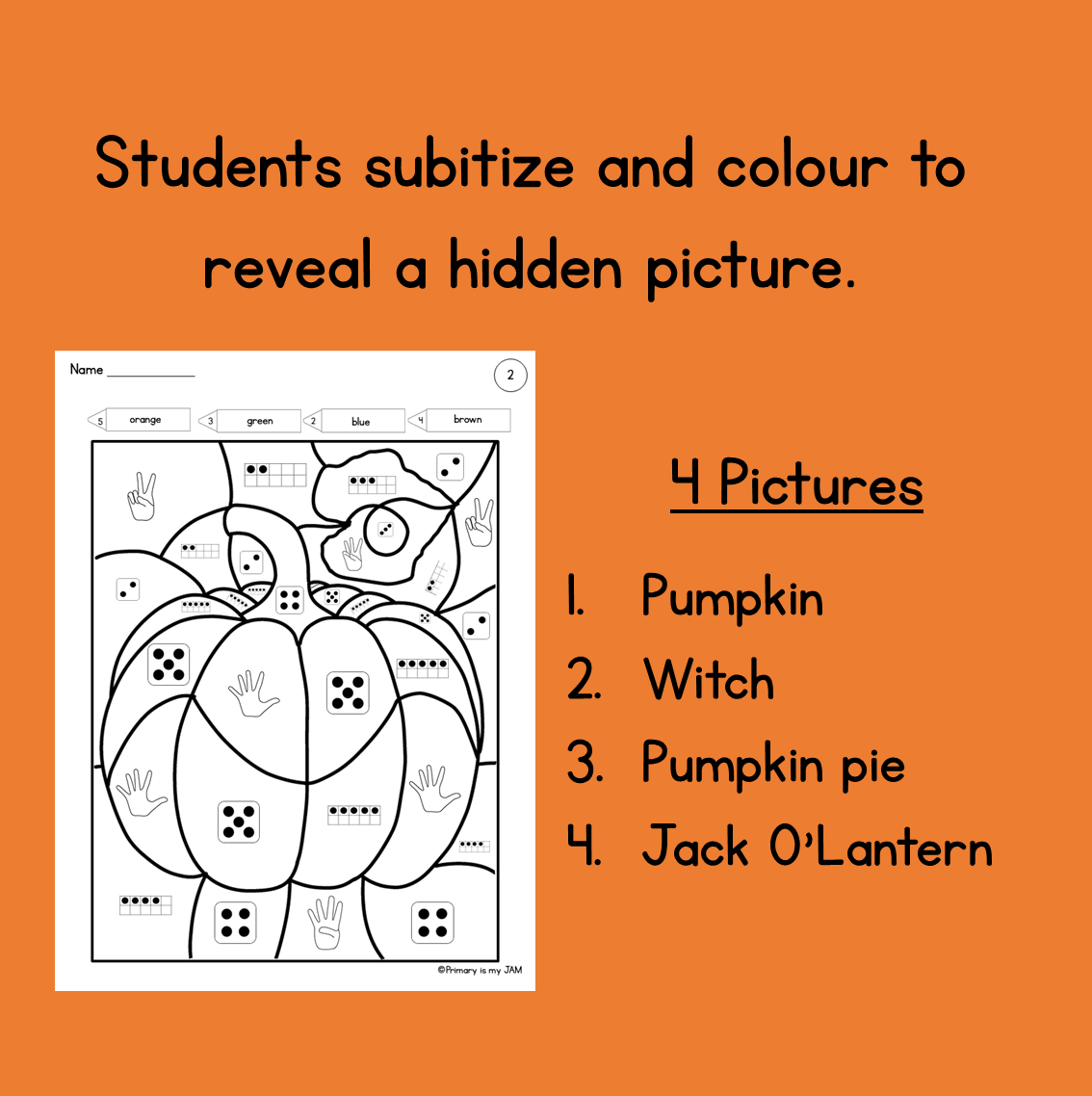 Color by Code Subitizing Fall Numbers to 5 - Made By Teachers