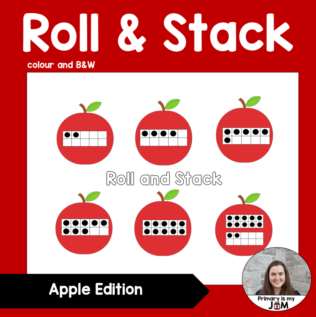 Fall Themed Dice Game - Apple Roll and Stack - Made By Teachers