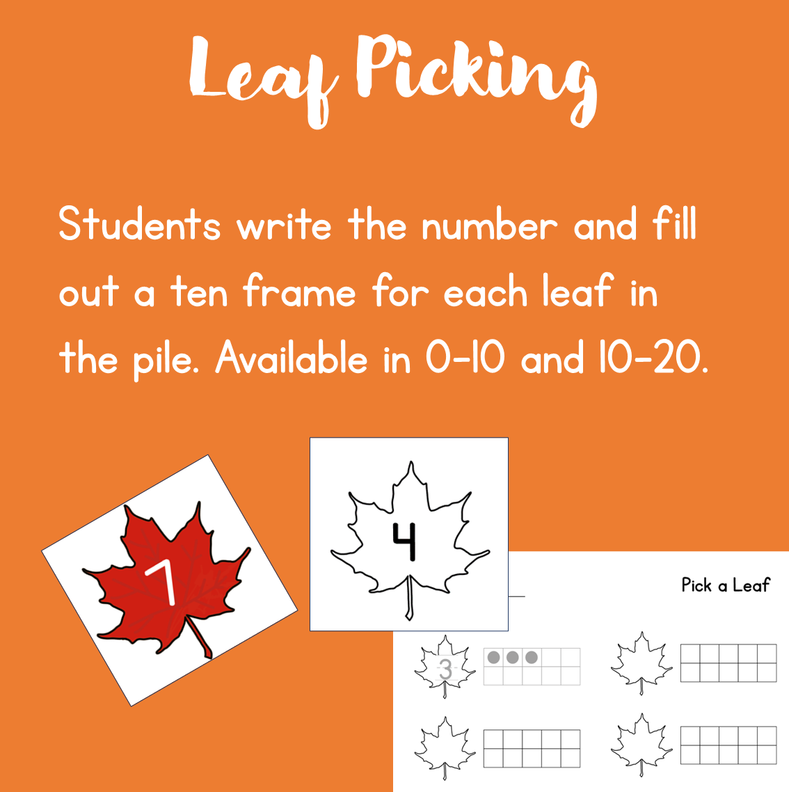 Fall Leaf Themed Numbers to 20 Centers | Made By Teachers