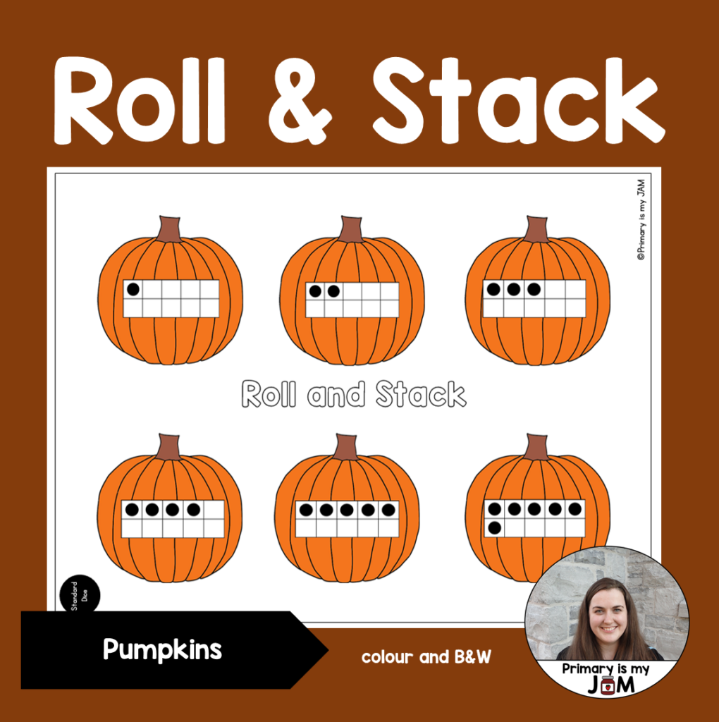 Fall Themed Dice Game - Pumpkin Roll and Stack | Made By Teachers