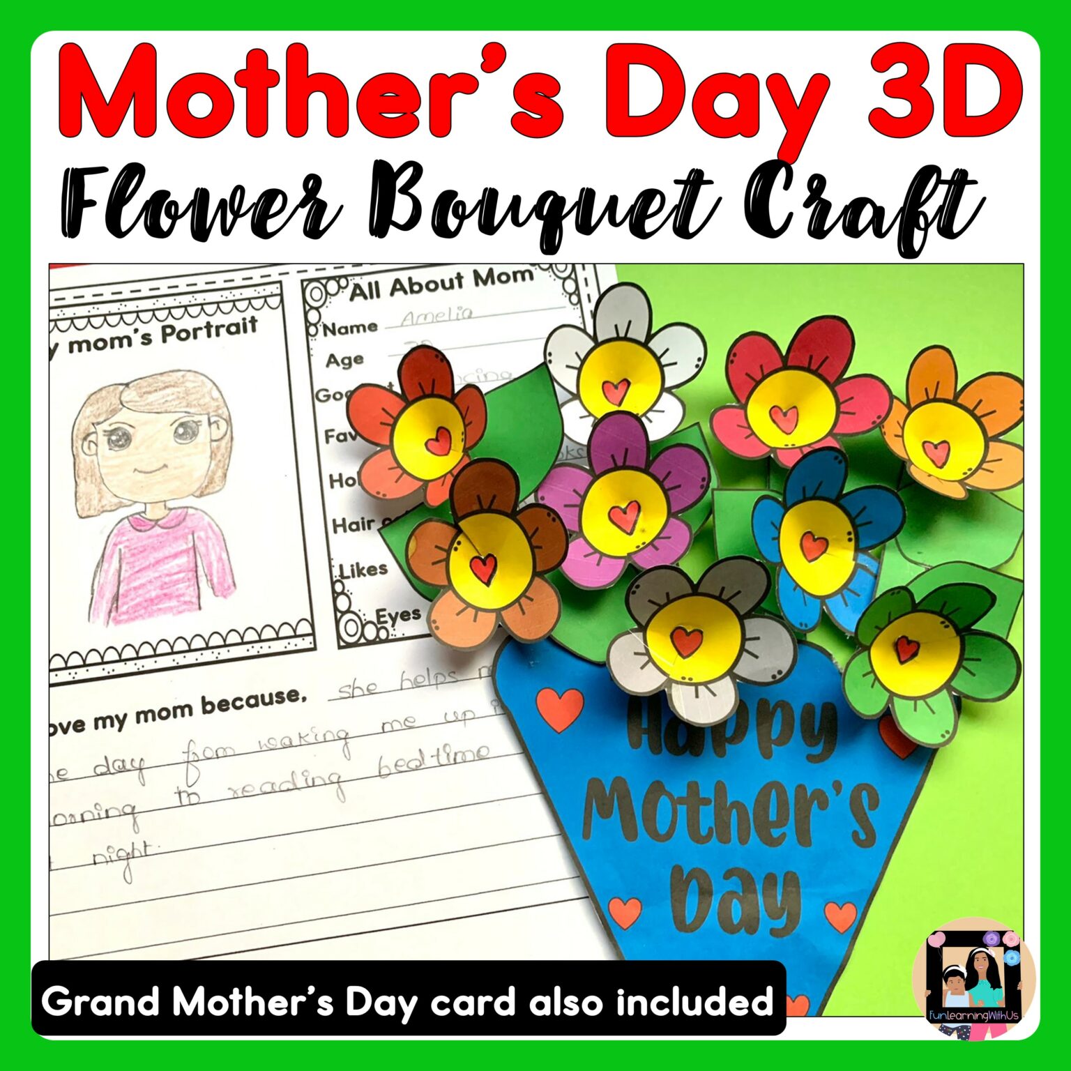 Mothers Day 3D Flower Bouquet Craft & Writing Activity - Made By Teachers