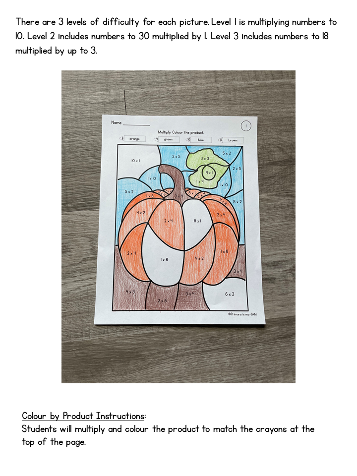 Fall Color by Code Multiplication | Made By Teachers