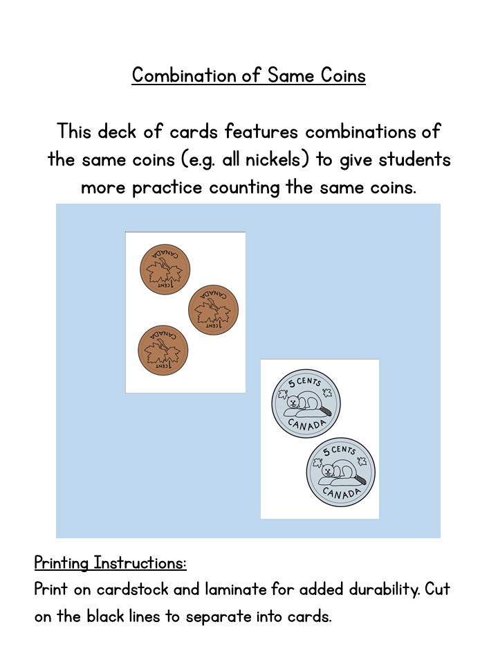Canadian Coin Card Game - Face Off | Made By Teachers