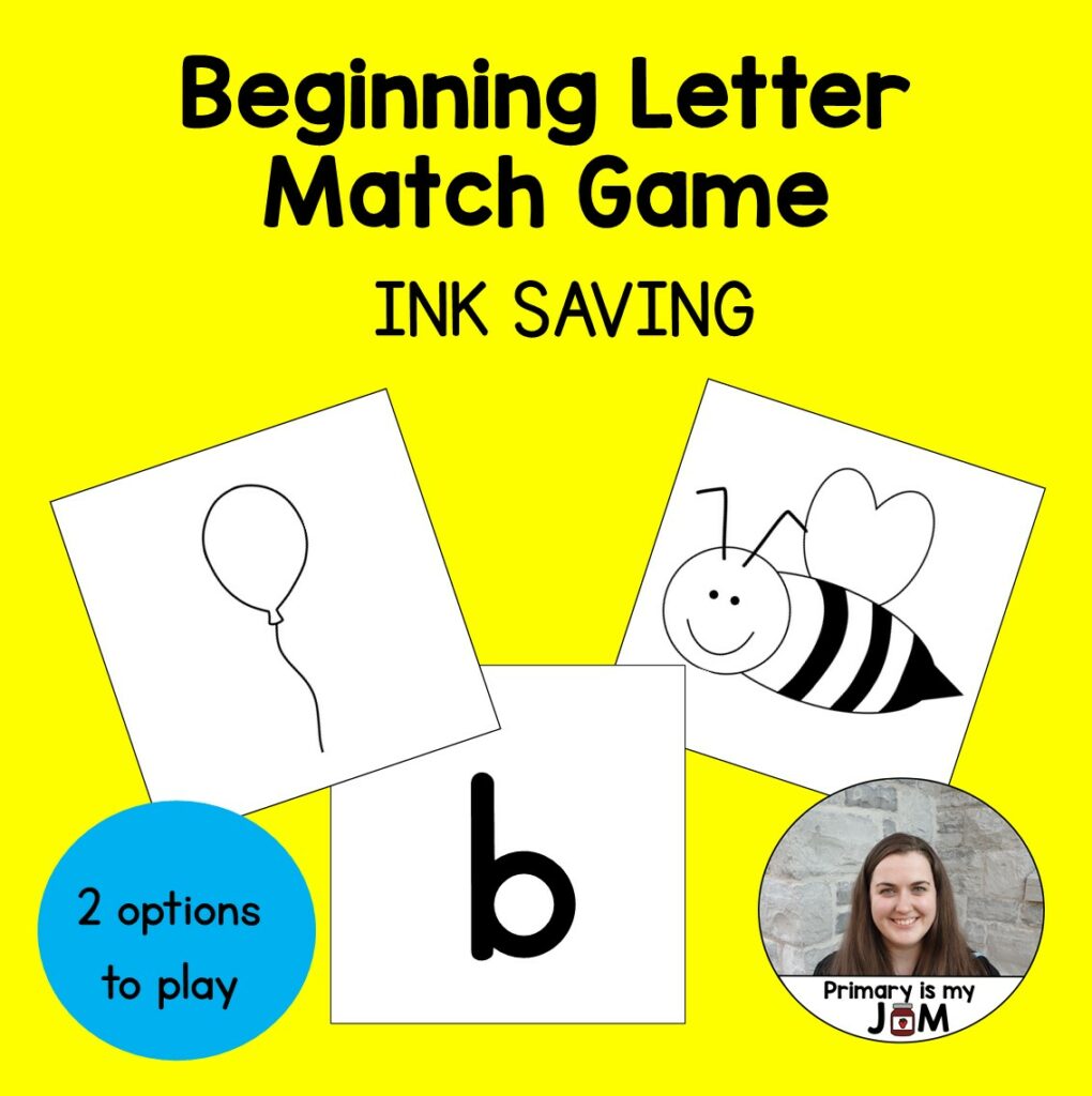 Beginning Letter Match Game - ink saving black and white | Made By Teachers