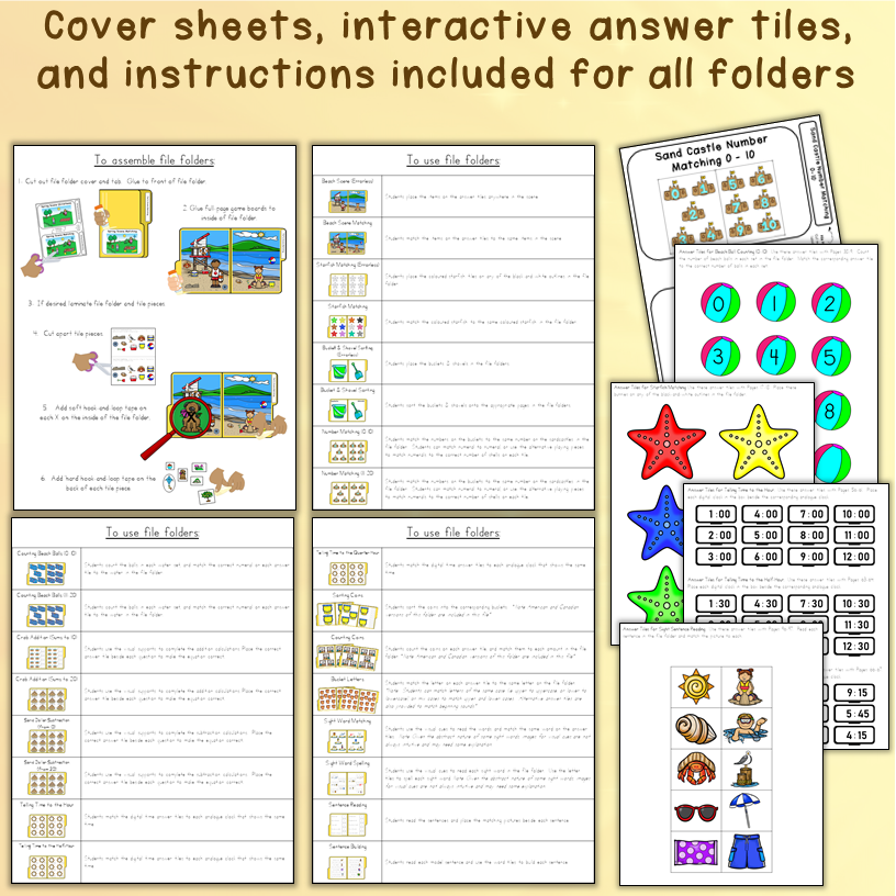 Summer Beach File Folders for July in Special Education | Made By Teachers
