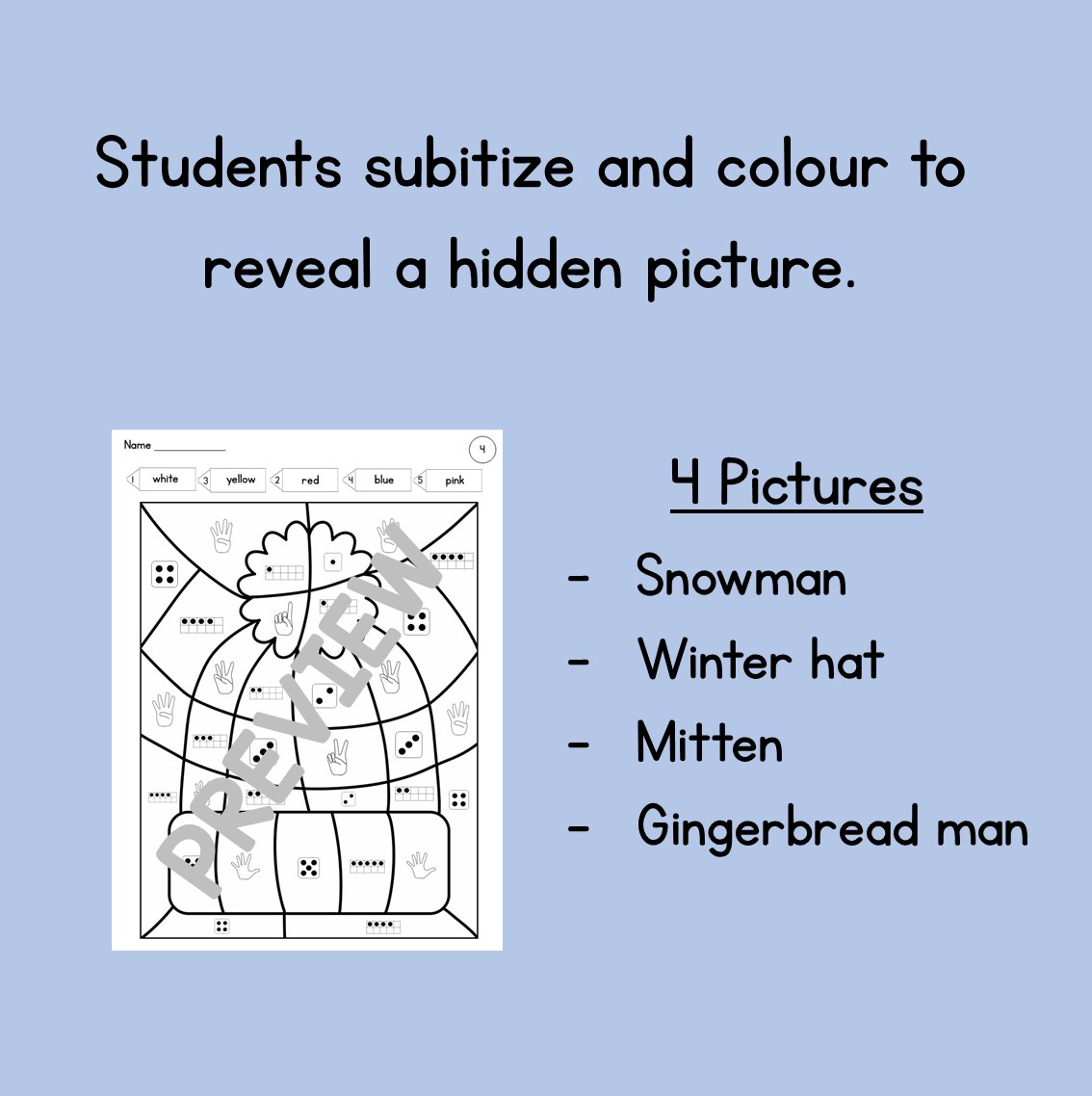 Winter Color by Code Subitizing Numbers to 5 | Made By Teachers