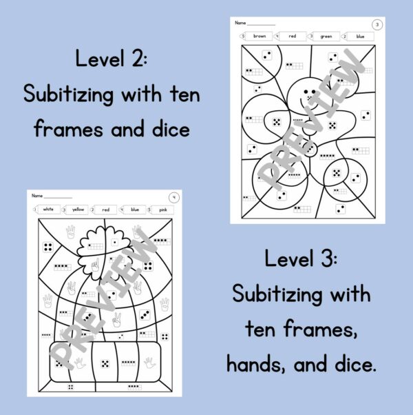 Winter Color by Code Subitizing Numbers to 5 - Made By Teachers